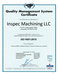 ISO certified CNC Machining of prototype and production parts
